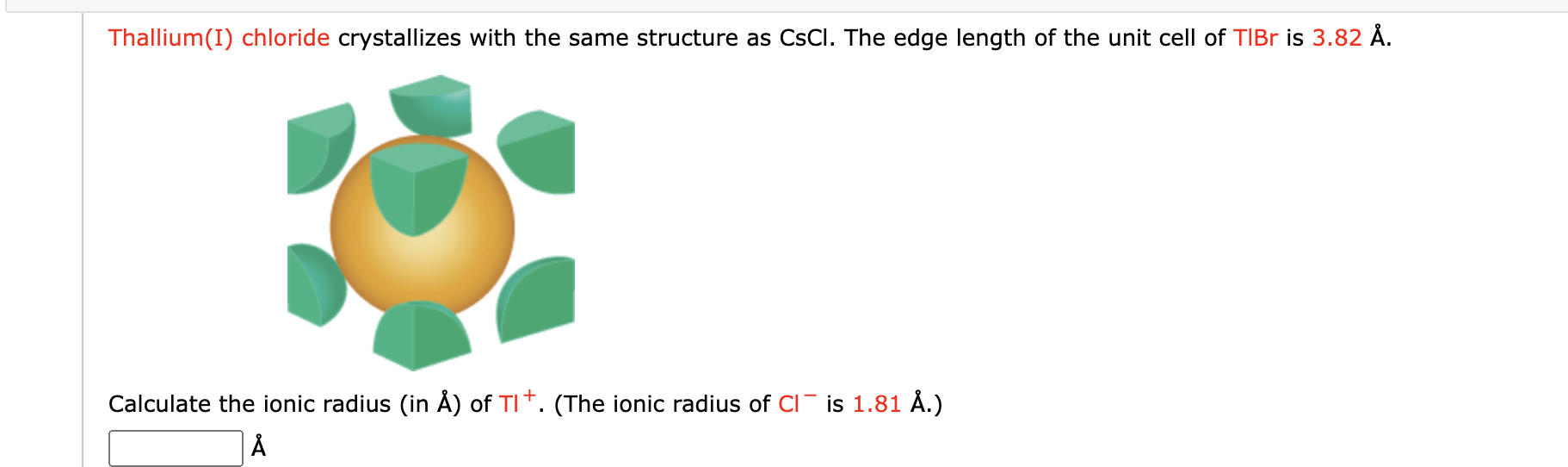 Solved Thallium(I) ﻿chloride crystallizes with the same | Chegg.com