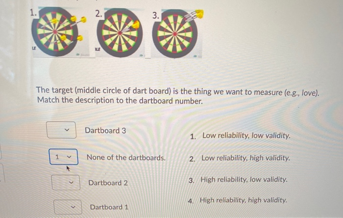 Solved 1. 2. 3. LE BLE The target (middle circle of dart | Chegg.com