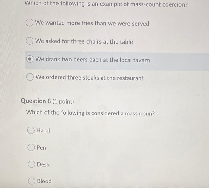 Solved Which of the following is an example of mass-count | Chegg.com