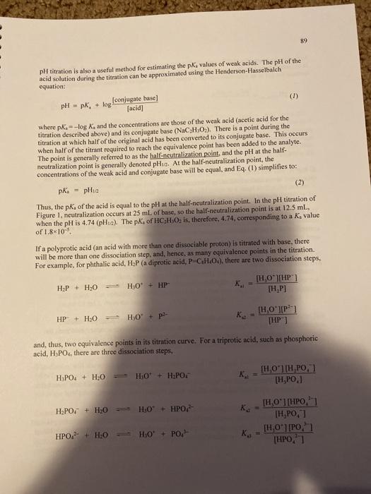 Solved 1. Prelab 8: pH TITRATION OF WEAK ACIDS Potassium | Chegg.com