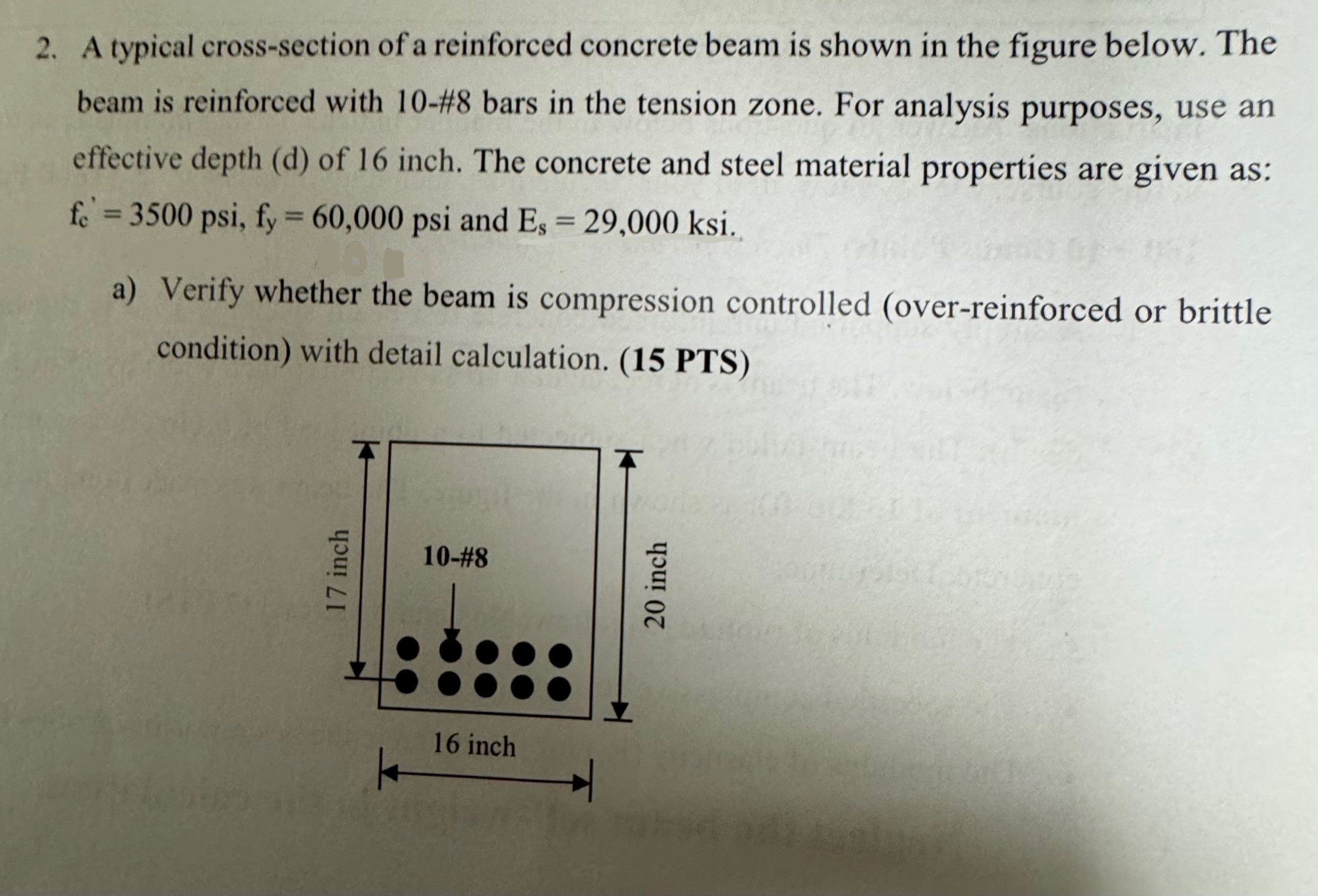 Solved A typical cross-section of ﻿a reinforced concrete | Chegg.com