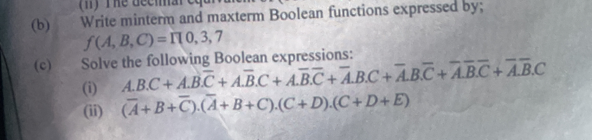 Solved Solve Step By Step B ﻿write Minterm And Maxterm