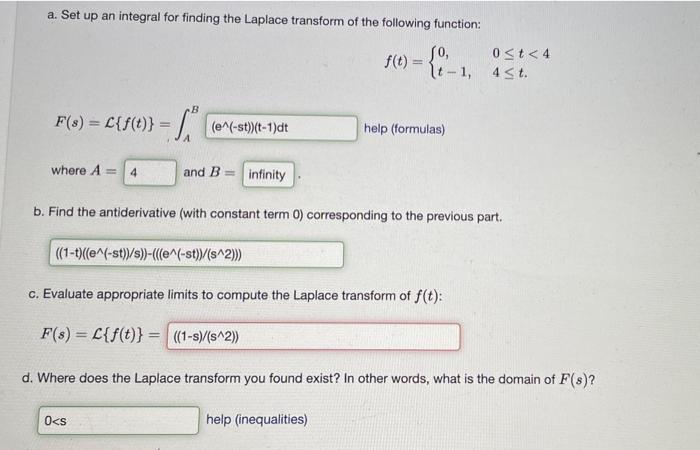 Solved a. Set up an integral for finding the Laplace | Chegg.com
