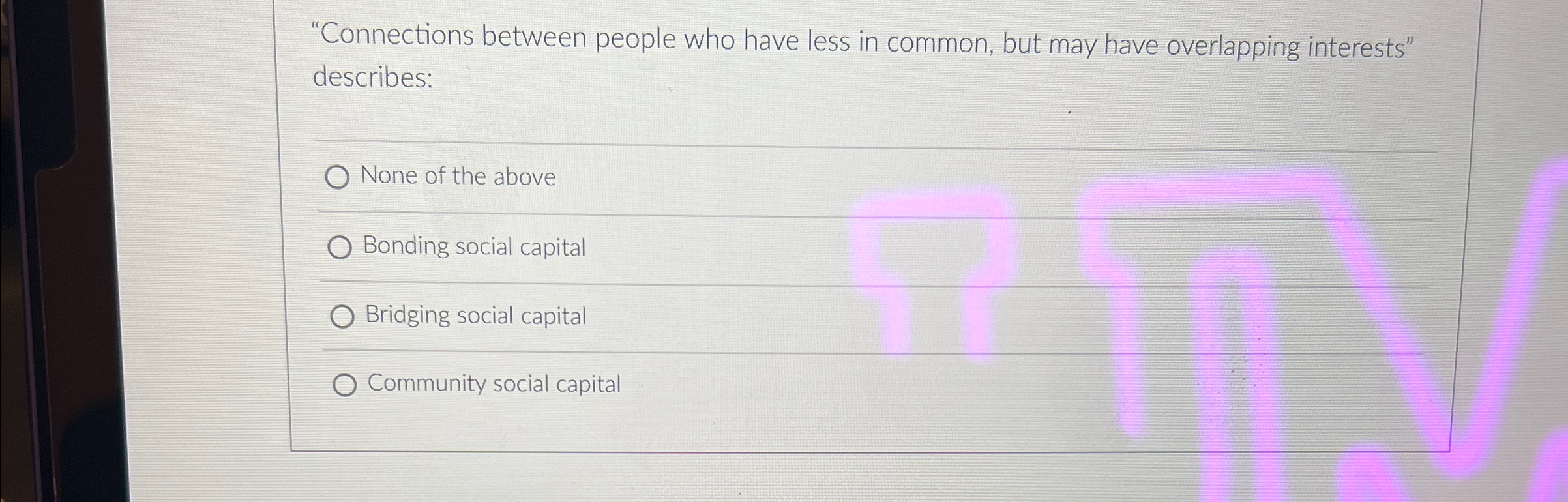 Solved "Connections between people who have less in common, | Chegg.com