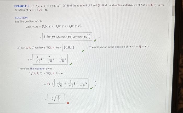 Solved EXAMPLE 5 If f(x,y,z)=xsin(yz), (a) find the gradient | Chegg.com