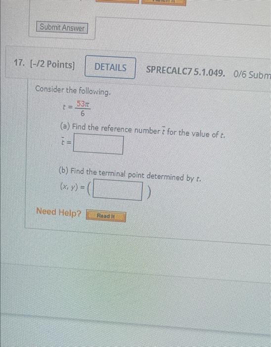 Solved 13. 1-/1 Points DETAILS SPRECALCT 5.1.035, 0/5 | Chegg.com Solved 13. 1-/1 Points DETAILS SPRECALCT 5.1.035, 0/5 | Chegg.com