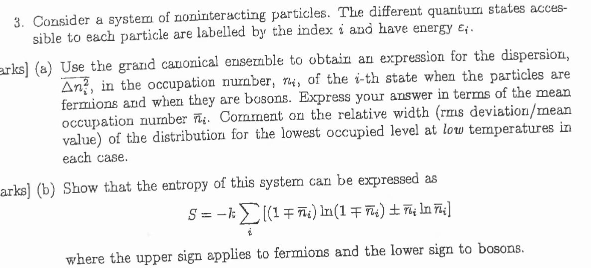 Consider a system of nominteracting particles. The | Chegg.com