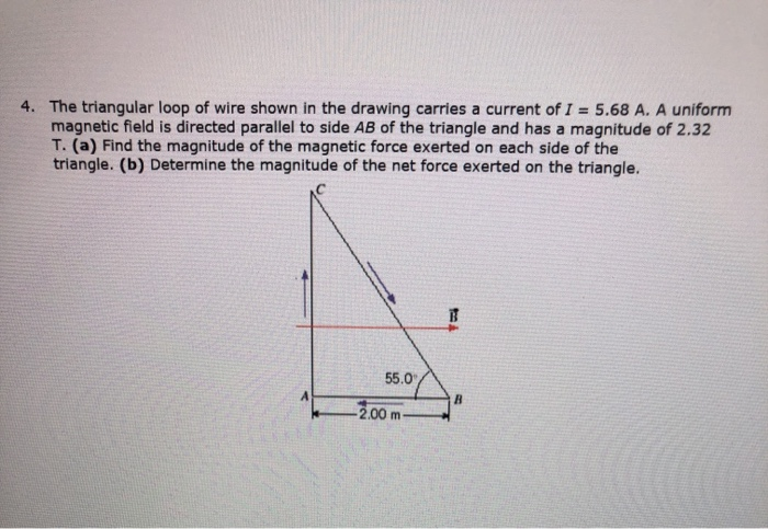 Solved 4. The triangular loop of wire shown in the drawing | Chegg.com