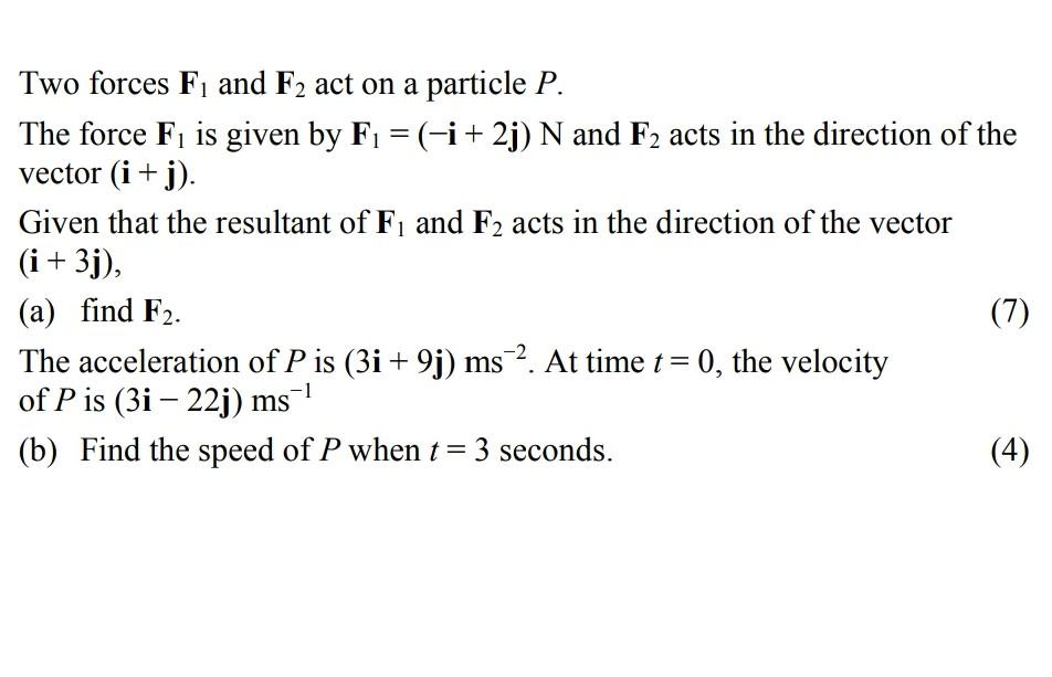 Solved Two forces Fi and F2 act on a particle P. The force | Chegg.com