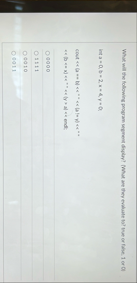 Solved What will the following program segment display? | Chegg.com