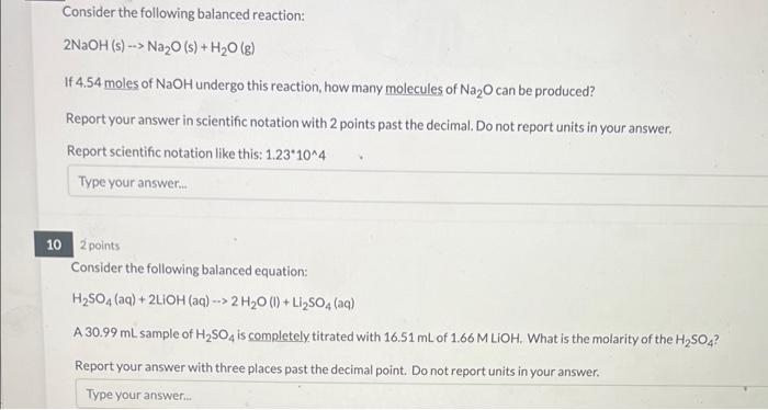 Solved Consider the following balanced reaction: 2NaOH (s) | Chegg.com