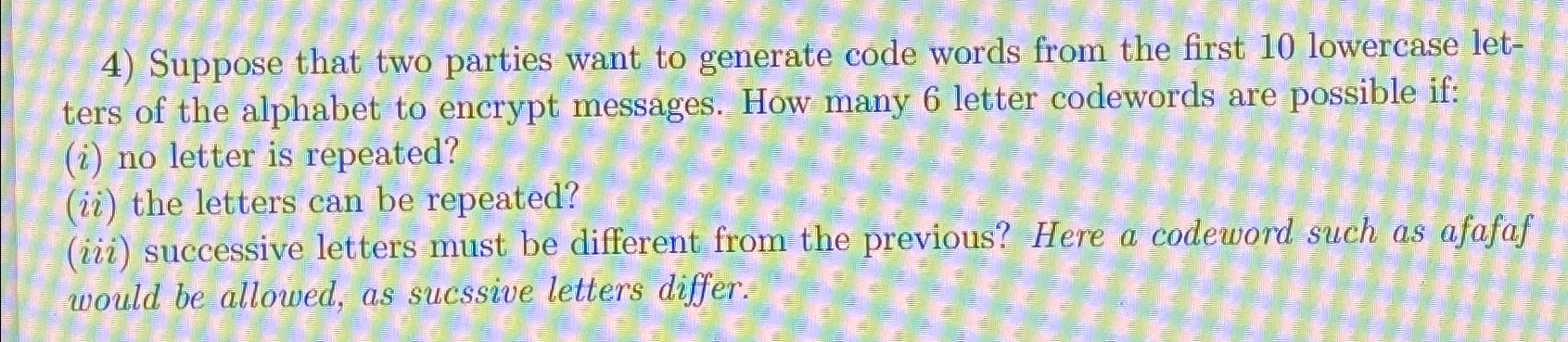 Suppose that two parties want to generate code words | Chegg.com