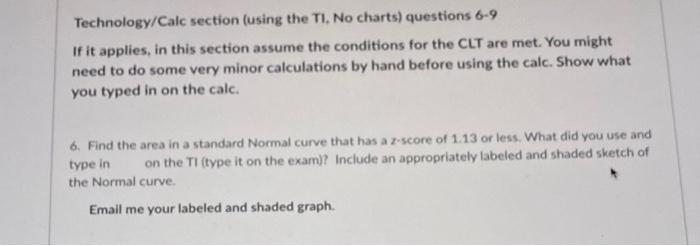 Solved Technology/Calc section (using the TI, No charts) | Chegg.com