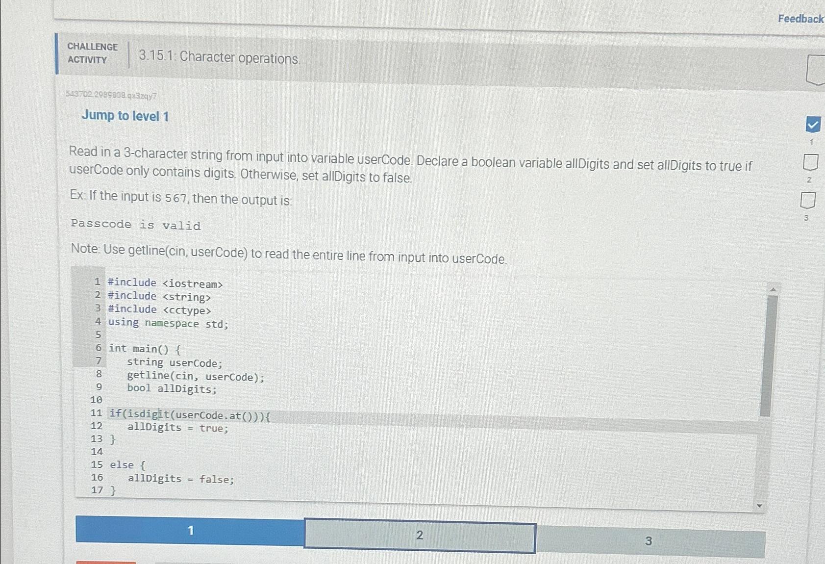FeedbackCHALLENGEACTIVITY3.15.1: Character | Chegg.com