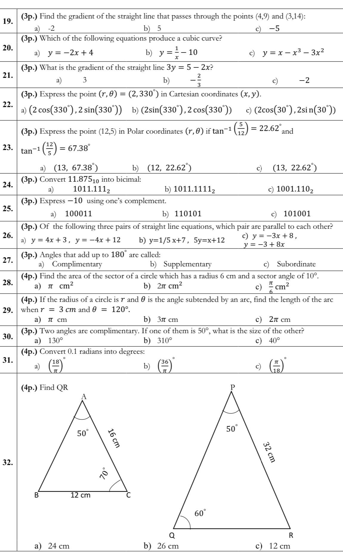 Solved (3p.) ﻿Find the gradient of the straight line that | Chegg.com