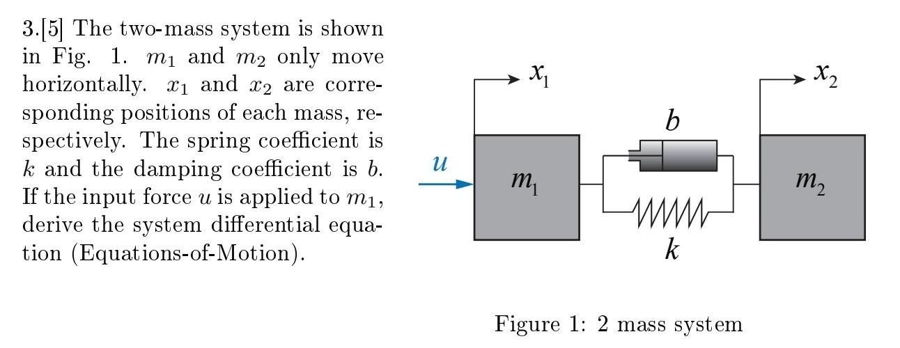 Solved 3.[5] The two-mass system is shown in Fig. 1. m1 and | Chegg.com