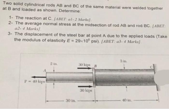 Solved Two solid cylindrical rods AB and BC of the same | Chegg.com