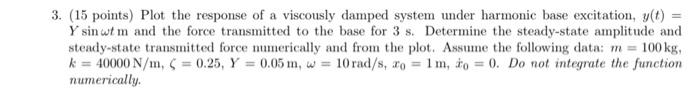 Solved 3. (15 points) Plot the response of a viscously | Chegg.com