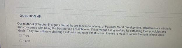 Solved QUESTION 45Our textbook [Chapter 6] ﻿argues that at | Chegg.com