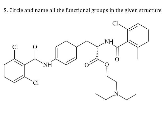 Solved 5. Circle and name all the functional groups in the | Chegg.com