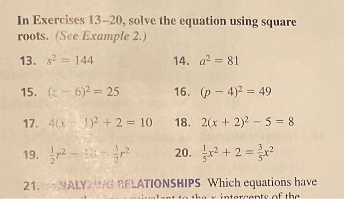 Solved In Exercises 13-20, solve the equation using square | Chegg.com
