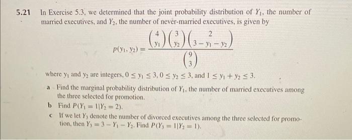 Solved .21 In Exercise 5.3, we determined that the joint | Chegg.com