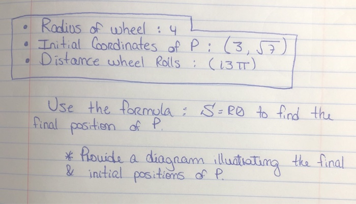 Solved use the formula s=r(theta) to find the final position | Chegg.com