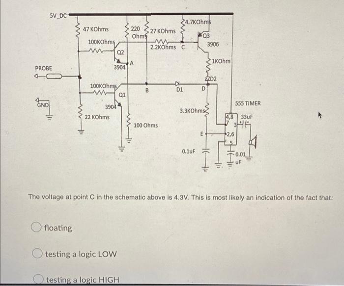 Solved 5V_DC 47 KOhms 4.7KOhm 220 27 KOhms Ohms 03 W 3906 | Chegg.com