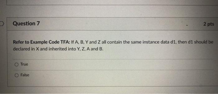 Solved Example Code TFA Consider the following class | Chegg.com