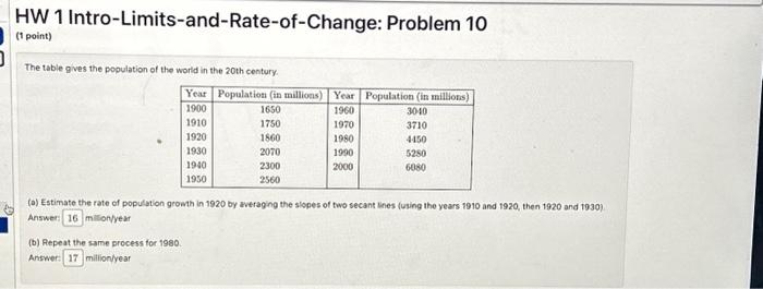 Solved HW 1 Intro-Limits-and-Rate-of-Change: Problem 13 (1 | Chegg.com