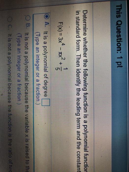 Solved This Question: 1 pt Determine whether the following | Chegg.com