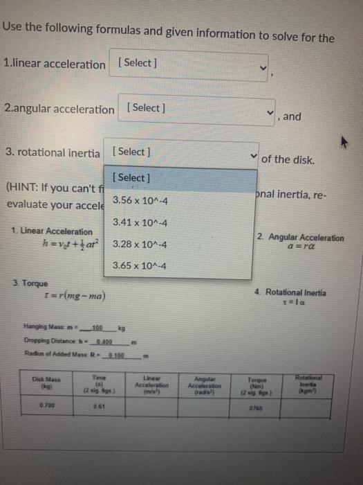 Solved Use the following formulas and given information to | Chegg.com