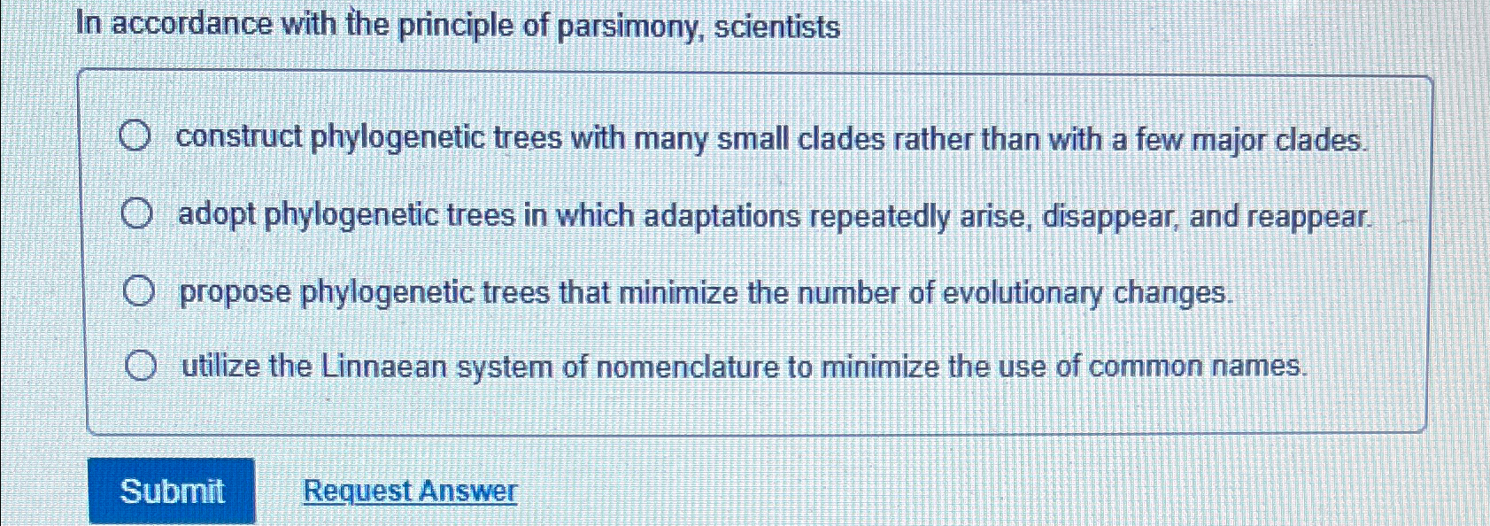 Solved In accordance with the principle of parsimony, | Chegg.com