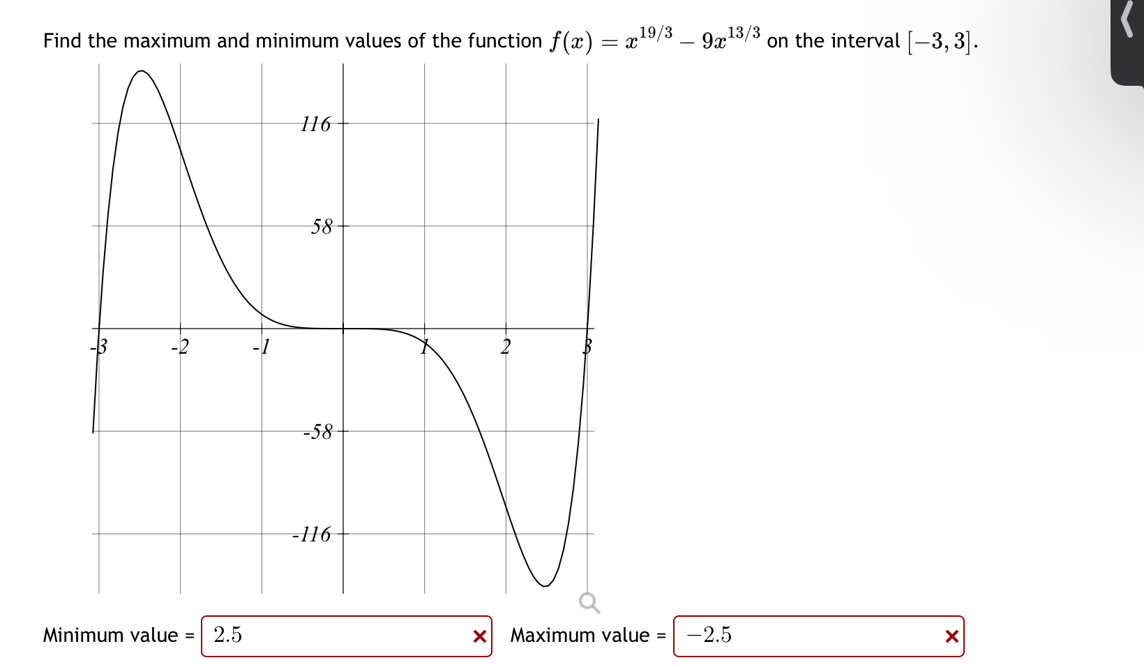 Solved Find the maximum and minimum values of the function | Chegg.com