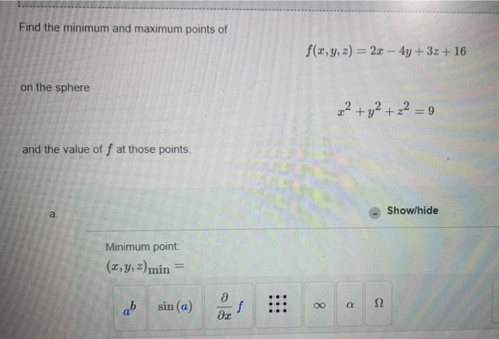 Solved Find the minimum and maximum points of | Chegg.com