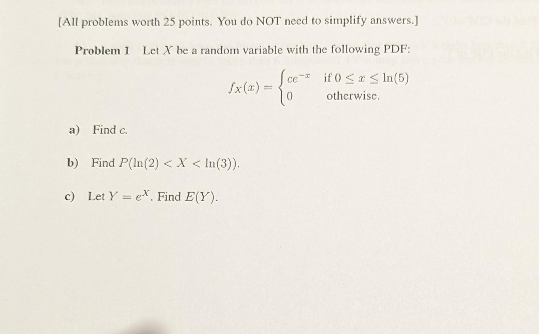 Solved [All problems worth 25 points. You do NOT need to | Chegg.com