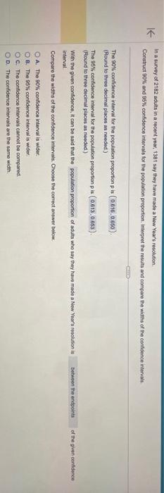 Solved In a wrvey of 2182 adults in a receat year, 1381 say | Chegg.com