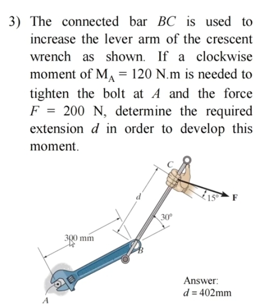 Solved The connected bar BC ﻿is used to increase the lever | Chegg.com