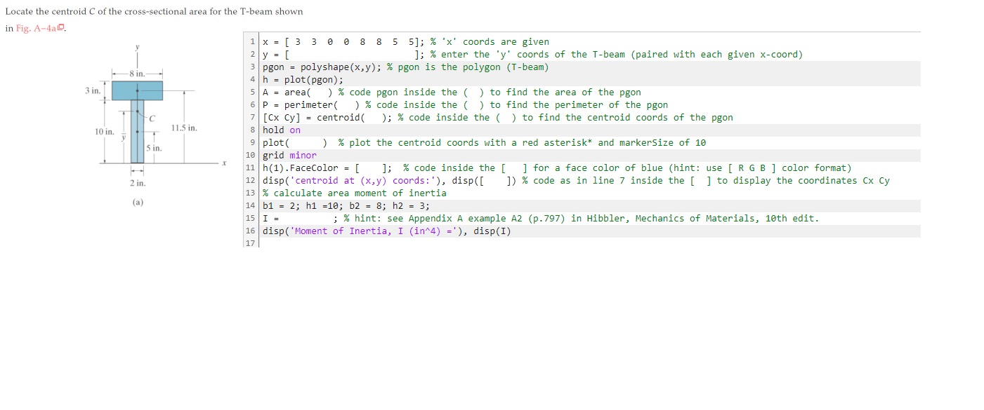 Solved ( ﻿In MATLAB Code!!!), ﻿locate the centroid C ﻿of the | Chegg.com