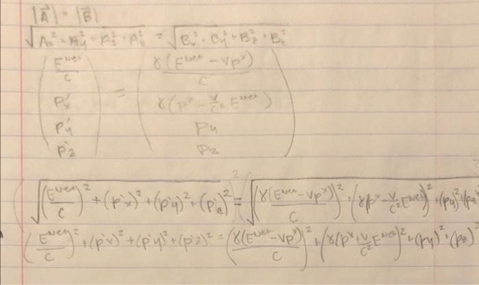 Solved (cENey)2+(p2)2+(p2y2+(p2)2=(cγ(c(ver)−vpx))2+(γ(px+c2 | Chegg.com