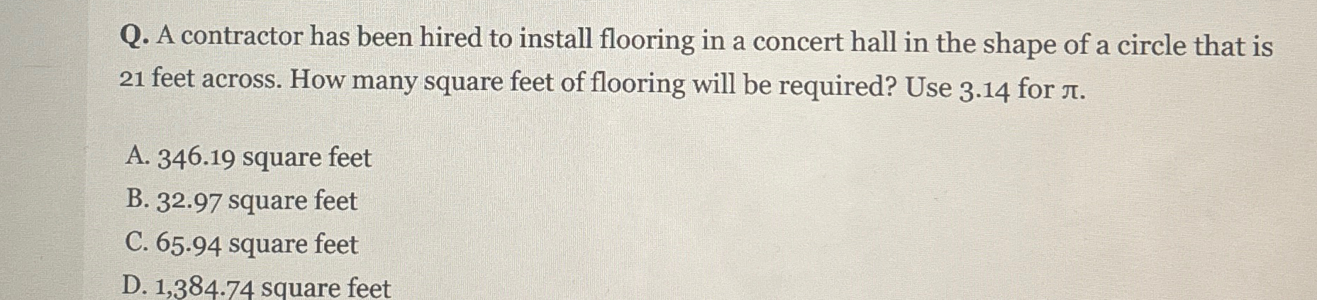 Solved Q. ﻿A contractor has been hired to install flooring | Chegg.com