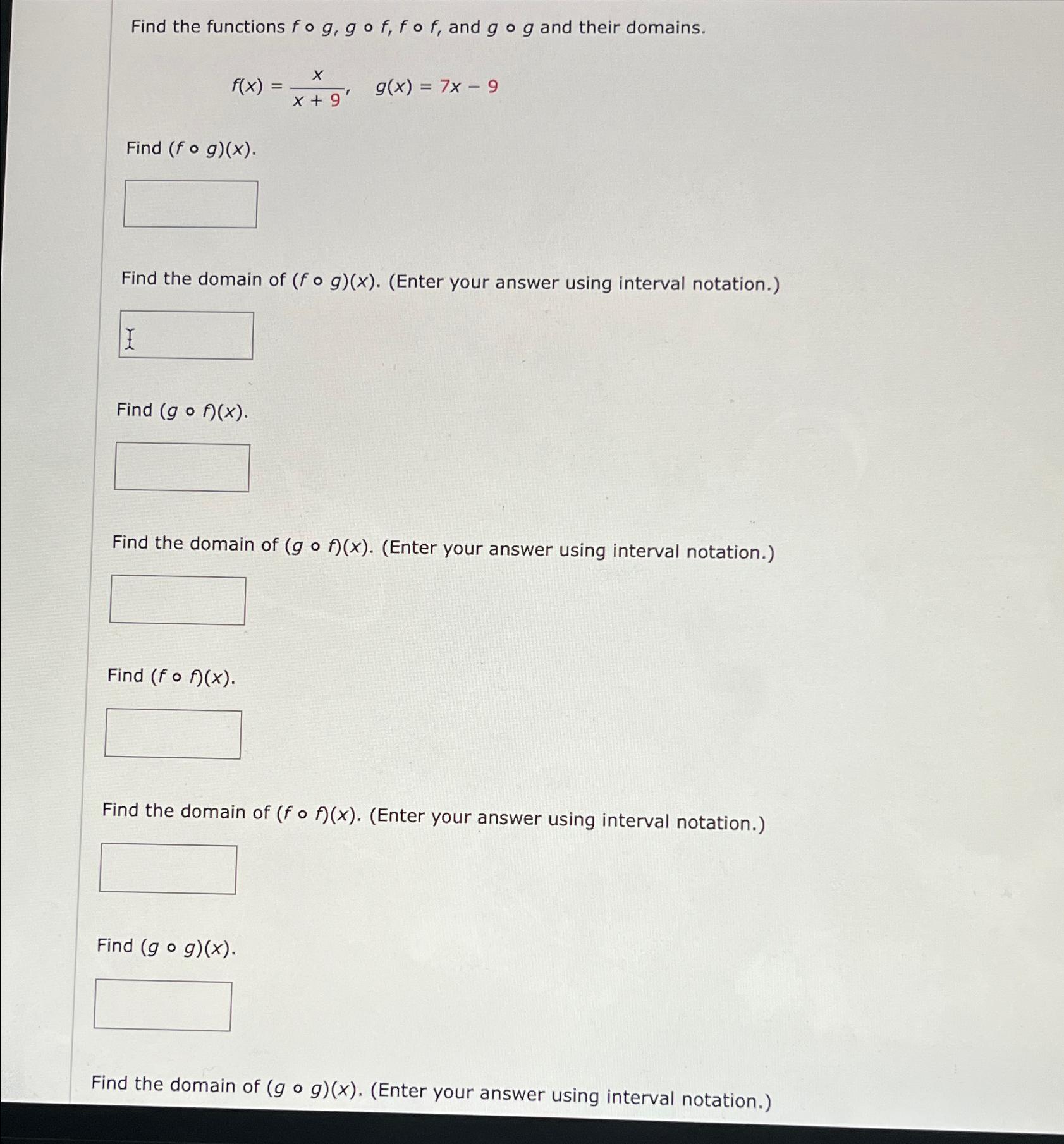 Solved Find the functions f@g,g@f,f@f, ﻿and g@g ﻿and their | Chegg.com