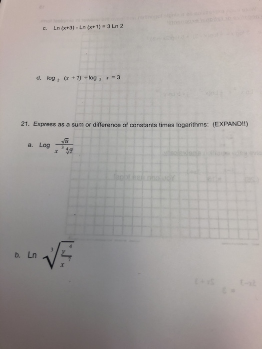 Solved c. Ln (x+3) - Ln (x+1) = 3 Ln 2 d. log2 (x + 7) +log | Chegg.com