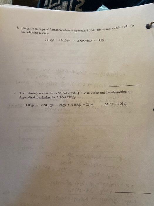 Solved 6. Using the enthalpy of formation values in Appendix | Chegg.com