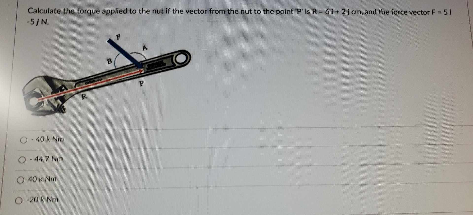 Solved Calculate the torque applied to the nut if the vector | Chegg.com