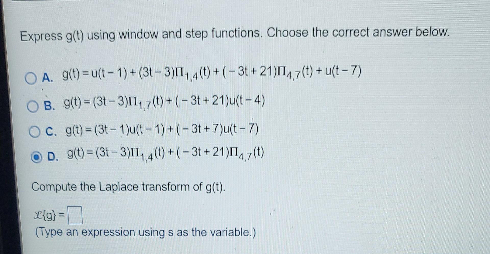 Solved Express the function below using window and step | Chegg.com