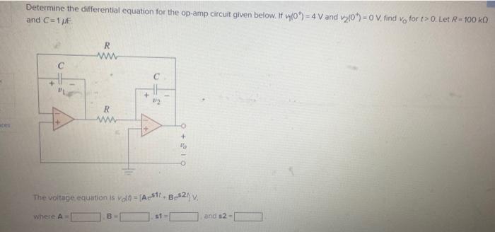 Solved Determine the differential equation for the op-amp | Chegg.com