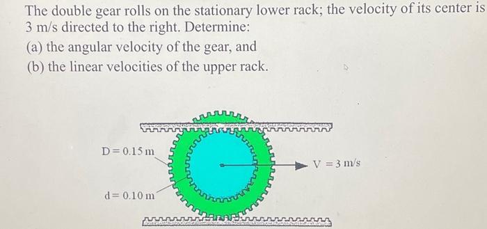 Solved The double gear rolls on the stationary lower rack; | Chegg.com