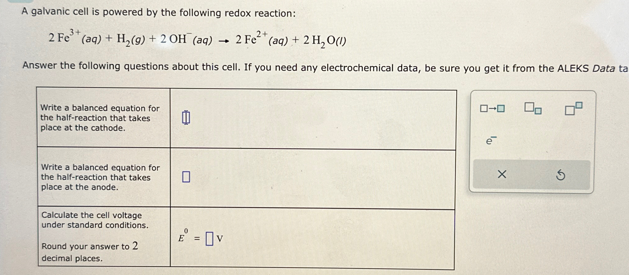 Solved A galvanic cell is powered by the following redox | Chegg.com