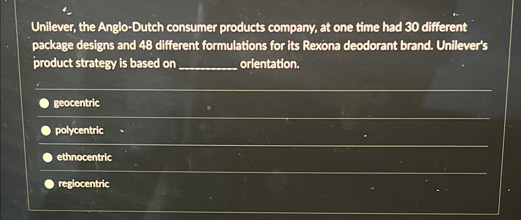 Solved Unilever, the Anglo-Dutch consumer products company, | Chegg.com